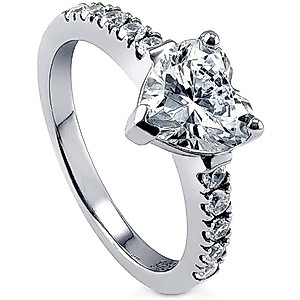 925 Silver Love Heart Perfect Cutting 3ct CZ Engagement Rings for Women Cubic Zirconia Promise Halo Engagement Ring Solitaire Engagement Ring (7)