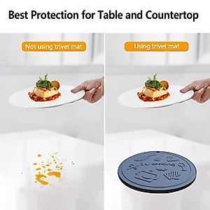 Silicone Trivet Mats - 3 Heat Resistant Pot Holders, Silicone Pot Holders for Hot Pots and Pans, Silicone Mats for Kitchen Countertops, Table, Food Grade Silicone（Black & Gray）