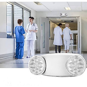 EXITLUX 2 Pack White LED Emergency Lights with Battery Backup, Two Head Adjustable Emergency Lighting Fixtures-Fireproof Materials-Emergency Lighting Fixture/Emergency Light Home.