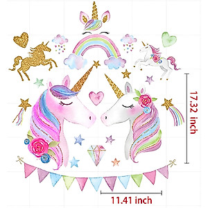 Unicorn Wall Decal, Unicorn Stickers Children's Room Princess Decoration Wall Kids Room Wall Decor Pink Wall Decals Unicorn Bedroom Decor for Girls