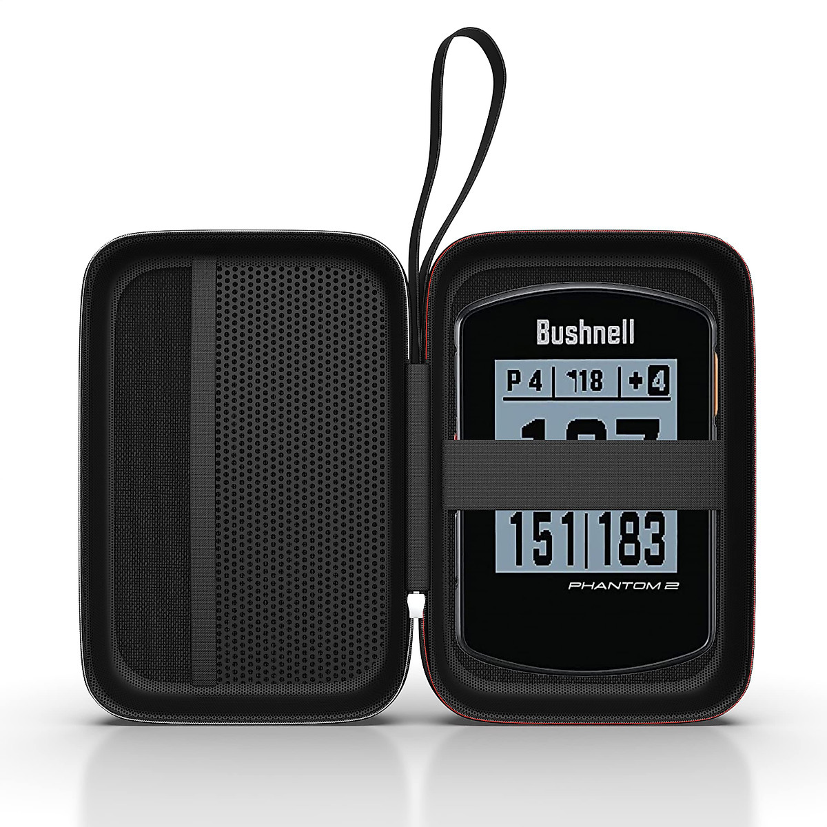 AGOZ Hard Carrying Case for Bushnell Phantom 2 Rangefinder Golf GPS, Protective Cover with Wrist Strap, Anti-Shock, Water Resistant Pouch for Golf GPS, Interior Mesh Half Pocket for Cable (Black)