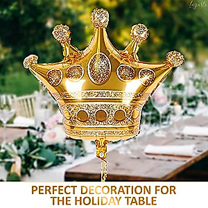 3 Pcs Crown Balloons Gold Foil - Crown Shape Balloons Halloween Decoration Foil Christmas Balloons - Gold Anniversary Balloons Princess Birthday Decorations Happy Birthday Balloon Royal Party Supplies