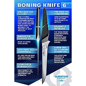 Dalstrong Boning Knife - 6 inch - Quantum 1 Series - Ultra-Sharp - American Forged BD1N-VX Hyper Steel - Carbon Fibre G10 Hybrid Handle - Premium Kitchen Knife - Leather Sheath