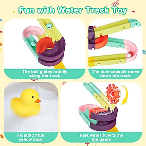 Uooser Bath Slide Toy for Kids Ages 4-8, Bathtub Toys for Toddlers, Track Shower Toys with Suction Cups, Duck Track Bath Toy, DIY Track Toys, Great Gift for Children Boys Girls, 44 PCS