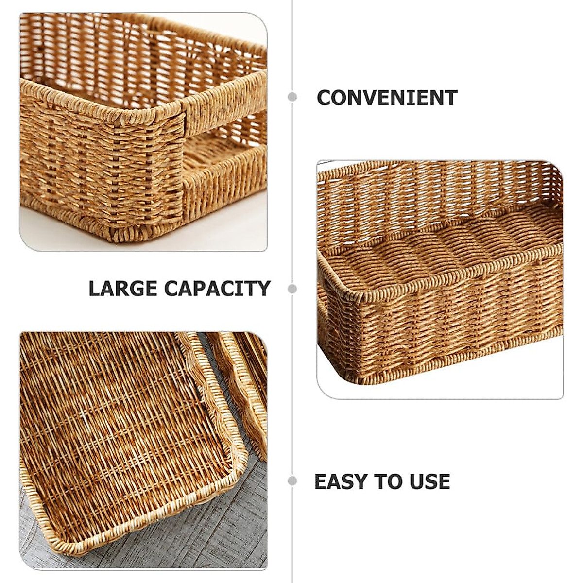 VOSAREA Wicker Baskets Rattan Woven Baskets Seagrass Storage Baskets for Shelves Rectangular Basket Rattan Toilet Tank Basket