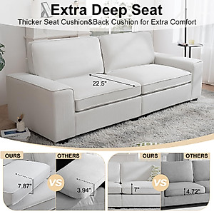 HOMERILLA 88.58" Modern Sofas for Living Room Linen Breathable Loveseat Sofas & Couches with Square Wide Armrest and Removable Sofa Cushion Off-White