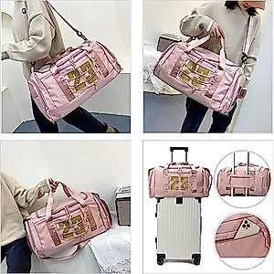 Sports Gym Bag for Women, Travel Duffle Bag Carry On Weekender Bag with Shoes Compartment & Wet Pocket, Overnight Bag Training Handbag Yoga Bag, Gym Tote Bag for Travel, Workout, Sport - Pink
