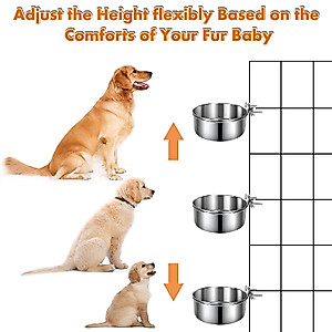 Dog Crate Water Bowl, 3 pcs Stainless Steel Dog Bowls, Durable Anti-Spill Pet Metal Bowl for Cage Kennel Crate, Hanging Water/Food Bowl for Medium & Large Dogs (7.1x3.5'' & 6.3x2.6'' & 5.5x3.1'')