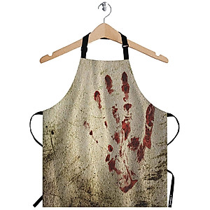 WONDERTIFY Bloody Hand Apron,Horror House Grunge Background with a Print of Hand Bib Apron with Adjustable Neck for Men Women,Suitable for Home Kitchen Cooking Waitress Chef Grill Bistro Baking Apron