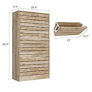 ECACAD 3-Drawer Shoe Storage Cabinet with Ventilate Doors, Wood 3-Tier Shoe Rack Storage Organizer for Entryway, Hallway, Brown (22.4”W x 9.4”D x 42.3”H)