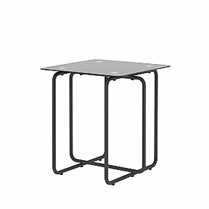 Modern Tempered Glass Coffee Table End Table Side Table for Living Room,Bedroom, Black