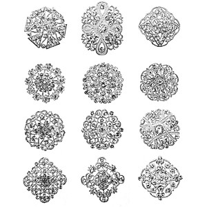 L'VOW Silver Crystal Broaches Brooch Pins Wedding Brooches Bouquet Kit Pack of 25Pcs
