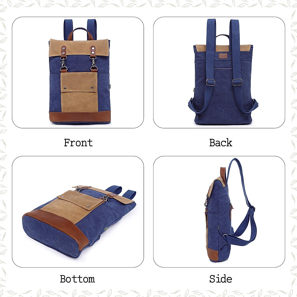 The Same Direction Hillside Backpack Leather and Canvas (Grey)