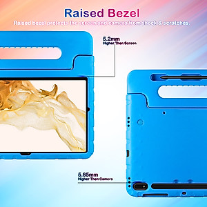 Foluu Galaxy Tab S8 Plus/S7 FE 2021/S7 Plus 2020 Tablet Case, Galaxy Tab S8 Plus 12.4 inch Kids Case, Shockproof Light Weight Handle Stand Case for Samsung Galaxy Tab S8 Plus/Tab S8+ 2022 (Blue)