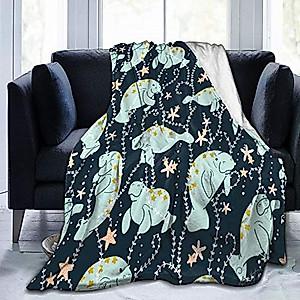 D-WOLVES Manatee Ultra Soft Sherpa Blanket Fleece Blanket for Men & Women- All Season Warm Fluffy Lightweight Thermal Throw Blanket for Outdoor Indoor,40x50 in