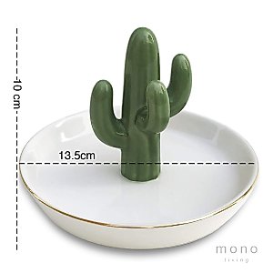 mono living Ceramic Cactus Ring Holder, Jewelry Tray, Ring Dish, Cute Tropical Decor, Trinket Rack, Christmas Thanksgiving Birthday Gift for Women