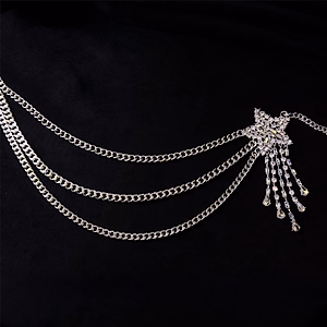 Wiwpar Sparkly Rhinestone Body Chains Belt Crystal Waist Chains Star Pendant Summer Beach Sexy Waist Chain Boho Layered Body Chain Belly Waist Chain Party Body Jewelry Accessories for Women Girls