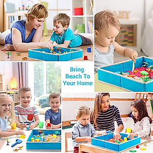 Theefun Play Sand 46Pcs Sand Toys Set with 3lbs Colored Sand-Beach Sand,Foldable Cloth Sandbox, Castle Tools, Dinosaur Figures-Sand Art Kits for Toddlers Boys Girls Gifts