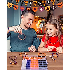 Goldwise Halloween Beads Friendship Bracelet Kit,2 Boxes with Halloween Clay Beads and Orange Letter Beads (A-Z) for Jewelry Making, Varieties of Halloween Charms Jewelry Making,DIY Crafts for Gifts