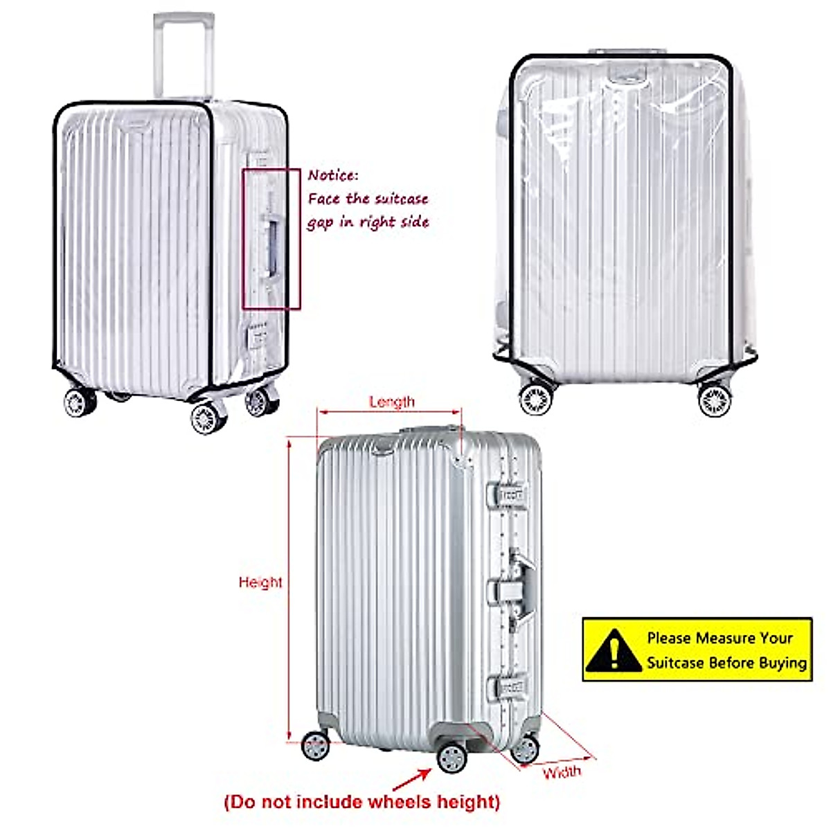 Yotako Clear PVC Suitcase Cover Protectors 28 Inch Luggage Cover for Wheeled Suitcase (28''(24.80''H x 19.90''L x 12.40''W))