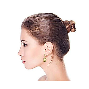 Gold Plated Brass Huggie Hoop Simulated Citrine CZ Dangle Earrings