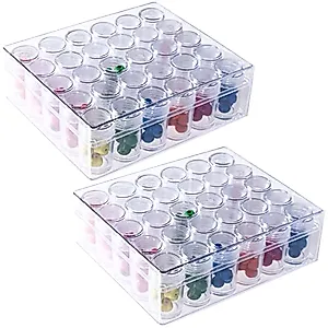 Tosnail 60 Clear Plastic Screw-Top Storage Containers for Diamond Painting, Beads, Sequins, Nails, Jewelry Making