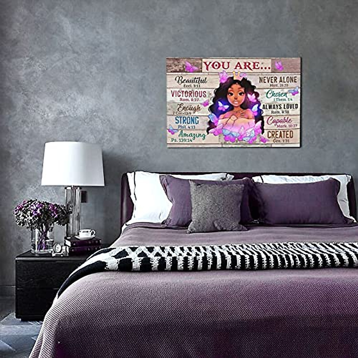 Hwzorhy African American Wall Art Black Queen Girl Canvas Print Wall Art Motivational with Black Woman Painting Wall Decor Modern Artwork Home Decoration for Living Room Bedroom Bathroom Office