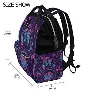 My Little Nest Large Capacity Baby Diaper Bag Boho Chic Indian Dream Catcher Feathers Pattern Durable Multi Function Travel Backpack for Mom Girls