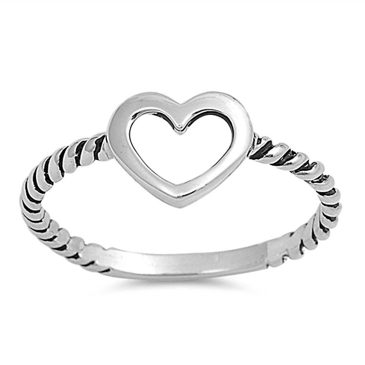 Oxidized Twist Heart Purity Promise Ring New 925 Sterling Silver Band Size 11