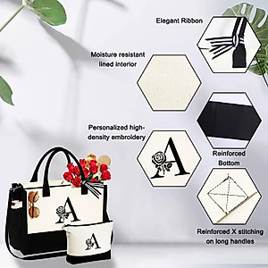 YOOLIFE Gifts for Women, Birthday Gifts for Women, Teacher Gifts, Birthday Gifts for Her Friend Teacher Mom Sister, Gifts for Women, Wife Gift, M Initial Tote Bag