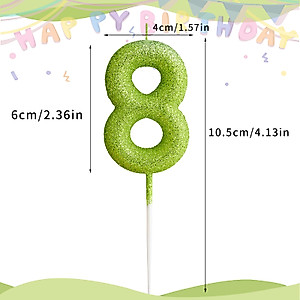 Cxryrzhe 9th Glitter Birthday Candles Green Number 9 Candle Birthday Cake Topper Decorations for Girls Kids Adults Birthday Party Wedding Anniversary Celebration Decor Supplies