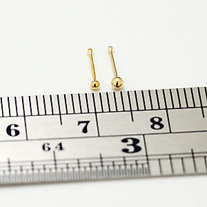 14K Solid Yellow Gold with 2MM Ball - Ball End Nose Pin Body jewelry