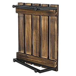 MyGift Rustic Burnt Solid Wood Portable Laptop Stand with Matte Black Metal Angled Frame Legs, Desk Cooling Stand Laptop Riser