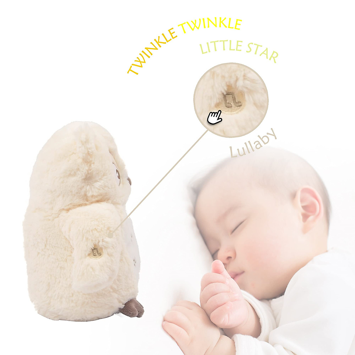 Linzy Toys, 12" SOFT DREAMS OWL W/LULLABY & NIGHT LIGHT,Polyester