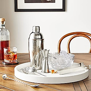 5 pc. Cocktail Shaker Bar Set by Tom Bullock's, The Original Tastemaker: 25 oz Stainless Steel Shaker, Double Measuring Jigger, Stirrer/Mixer Spoon, Strainer and Ice Tongs. Become The Ideal Bartender!