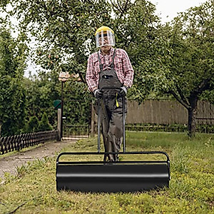 Goplus Lawn Roller, Push/Tow Behind Water/Sand Filled Steel Yard Sod Roller for Garden Backyard, 13 Gallon/48 L, 24"x13", Black