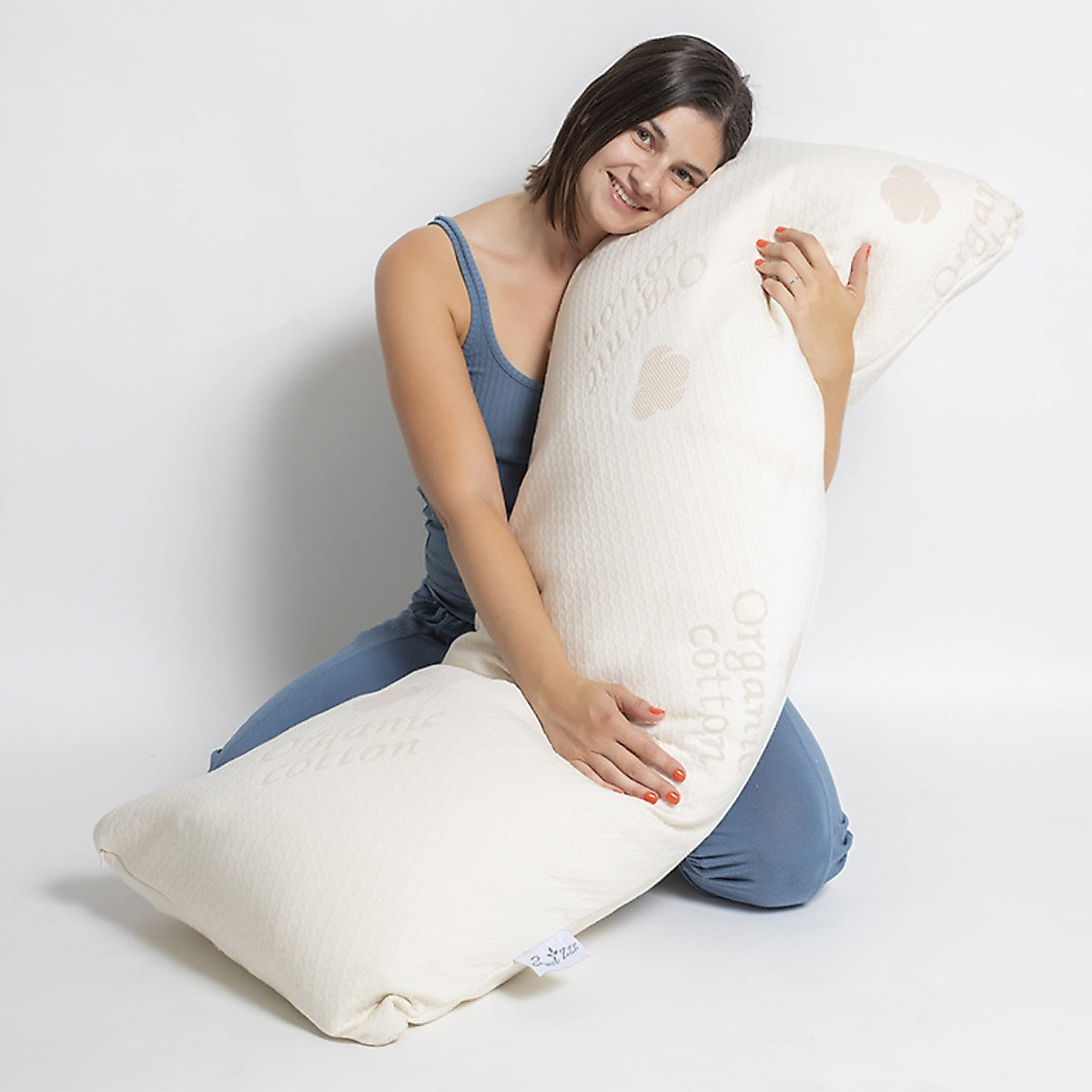 Sweet Zzz Body Pillow with Natural Cotton Cover for Side and Back sleeping, includes Cotton Pillowcase, Pregnancy Pillow for Sleeping 16"x 50"