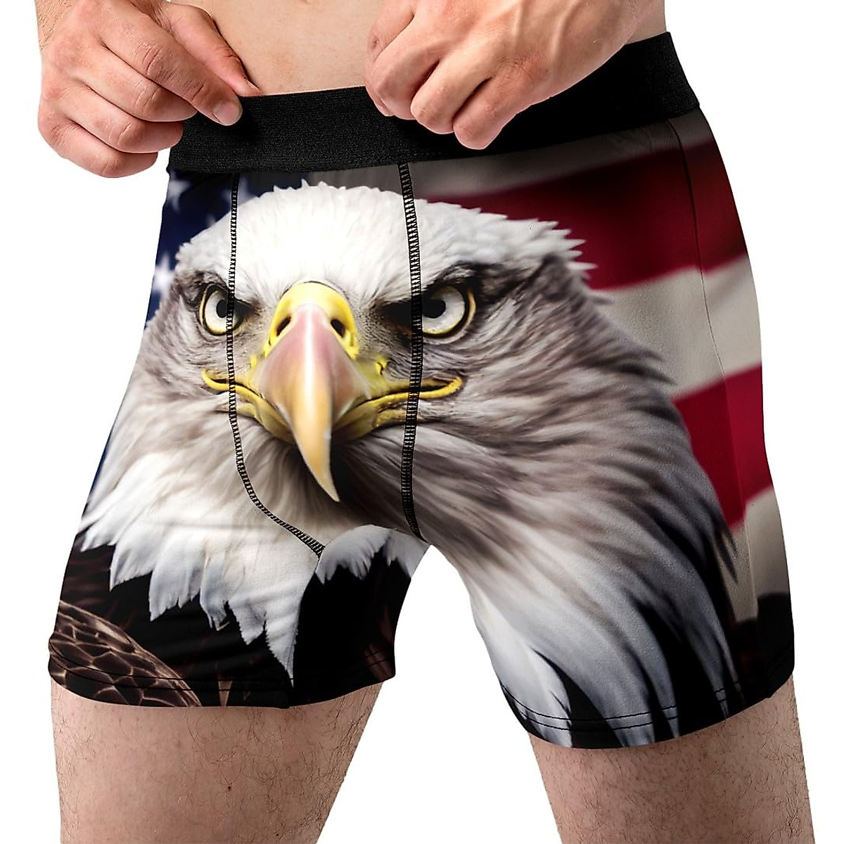 Random Stock Apparel Funny Boxer Briefs For Men Blast Zone Underwear Fun Novelty Gift (Medium, American Bald Eagle)