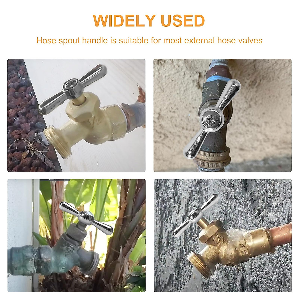 Hugexpen 01-5095 Outdoor Faucet Handle Designed for Outdoor Faucet Handle Replacement Fits Lawn Faucets Or 12 Or 16 Point Valves (Pack of 4)