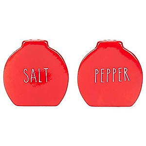 Snowflake Rosy Red 3 x 2 Dolomite Ceramic Christmas Salt and Pepper Shaker Set