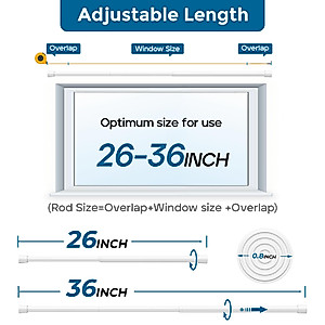 AIZESI 2pcs Spring Tension Rods Adjustable 26 to 39 inch Tension Curtain Rod Small Tension Rod No Drilling Expandable Spring Loaded Curtain Tension Rod,Suitable for Doors and Windows 28 to 36 inch