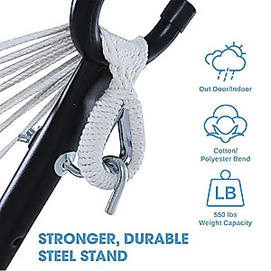 OUTDOOR WIND 550lbs Capacity Double Hammock Adjustable Hammock Bed with 10ft Heavy Duty Steel Stand Includes Portable Carrying Case, Easy Set up