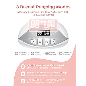 X-Bosak Breast Pump Hands Free, Wearable Electric Portable Silicone Breast Pump, 3 Modes & 8 Levels, Painless & Leak-Proof Design, 17mm~27mm Flange Inserts, Smart LCD Display, 2 Pack, White