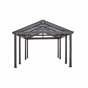 Sojag 20' x 12' Samara Carport with Aluminum Frame and 10' High Galvanized Steel Roof for Easy Drive Through Access