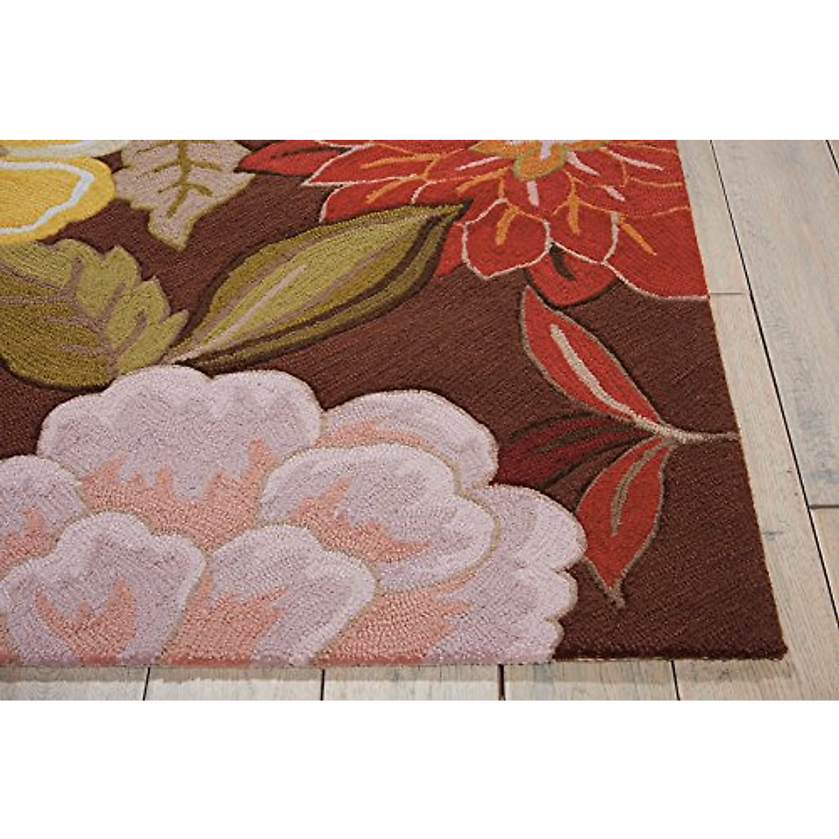 Nourison Fantasy Chocolate 5' x 7'6" Area-Rug, Modern, Floral, Bed Room, Living Room, Dining Room, Kitchen, Easy washing, Non Shedding, (5' x 8')
