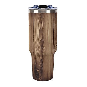 WYUSPGK 40oz Stainless Steel Car Mug, Wood Grain Print Travel Mug, Double-Wall Insulated with Straw, Perfect for Car, Office, Outdoor