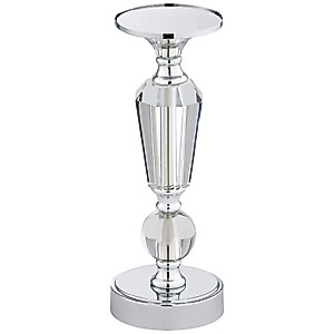 Alix Chrome and Crystal Pillar Candle Holders Set of 3 - Dahlia Studios