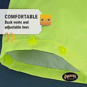 Pioneer High Visibility Safety Rain Suit, Lightweight, Waterproof, Reflective Tape, Polyester PVC, Yellow/Green, Unisex, V1080160U-L, Large
