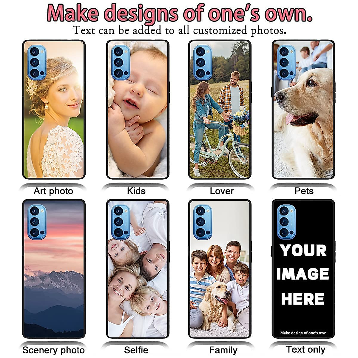 Styletify Customized Photo Case for Oppo Reno 2, Personalized Picture Case Shockproof Silicone Case Soft Candy Custom Phone Case Xmas Birthday Thanksgiving Gift Protective Phone Cover Black