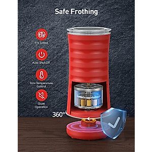 Paris Rhône Milk Frother, 4-in-1 Milk Steamer and Frother, Hot & Cold Foam Milk Warmer with Temperature Control, Auto Shut-Off Frother for Coffee, Latte, Cappuccino, Macchiato